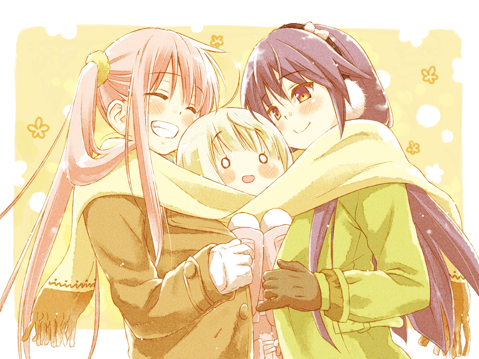 cuffs eretto cafe sourire mizushima serika ogiwara kyouko yukishita miyuri wallpaper | #178375 ...